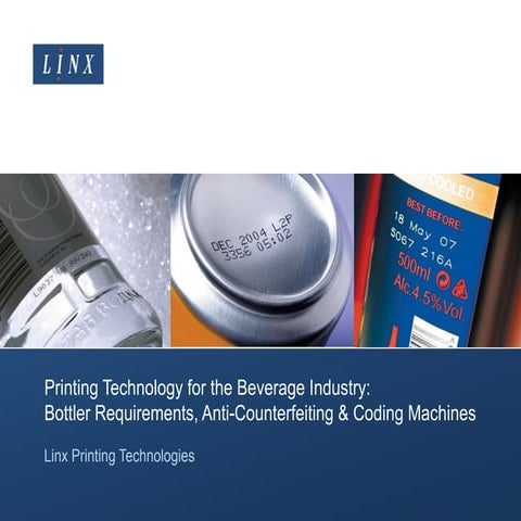 Beverage Marking Considerations - Linx Printing Technologies Ltd | PPT