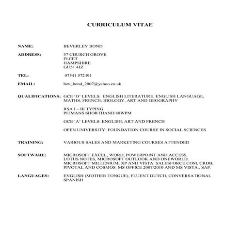 CV in English, Long Form | ODT