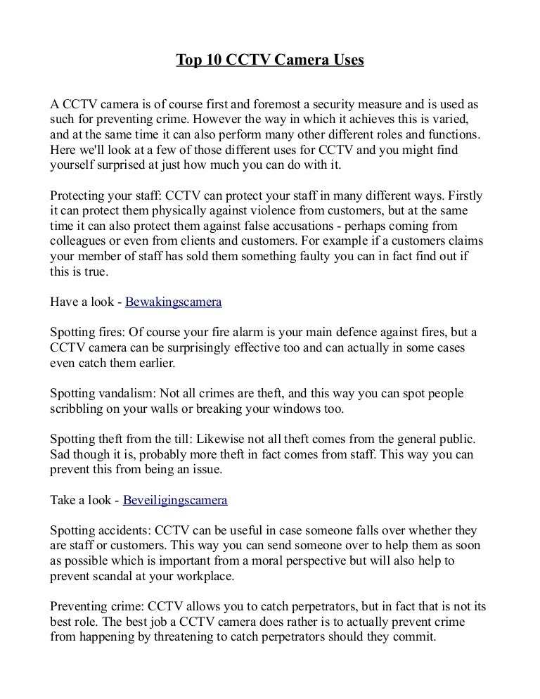 Top 10 CCTV Camera Uses