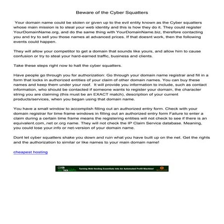 Cybersquatting | PPTX