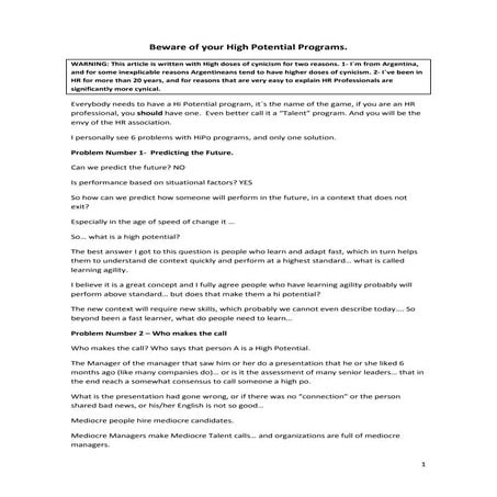Beware of your high potential programs | PDF