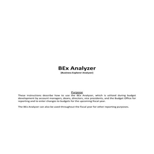 BEx 7. Analyzer Work Instructions | PDF