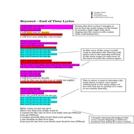 Beyoncé Annotated End Of Time Lyrics of my music video | DOC