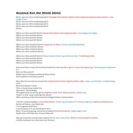 Beyoncé run the world lyrics | DOCX