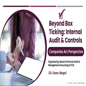 Beyond Box Ticking - Internal Audit & Controls - Companies Act, 2013 ...