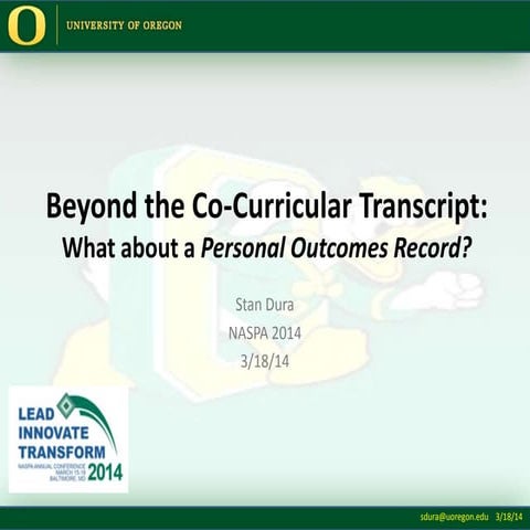 Beyond the Co-Curricular Transcript: What about a personal outcomes ...