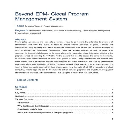 Beyond EPM- Glocal Project Management System | DOCX