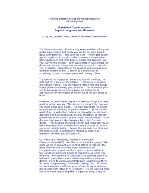 Evaluative words list nonviolent communication | PDF