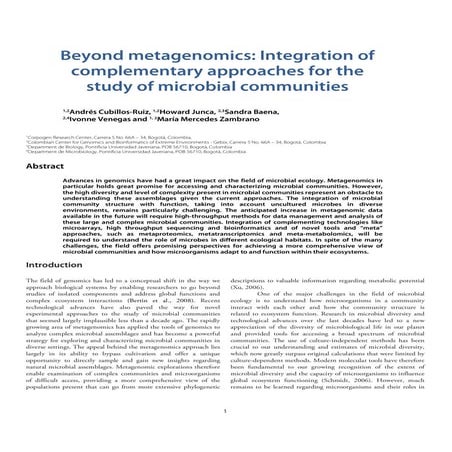 Beyond Metagenomics- Integration Of Complementary Approaches For The Study Of Microbial ...