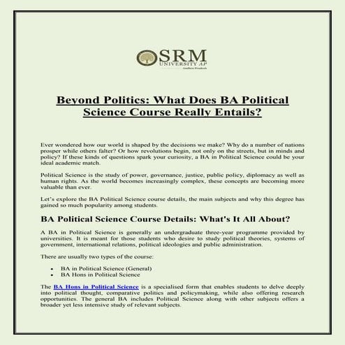 Beyond Politics: What Does BA Political Science Course Really Entails ...