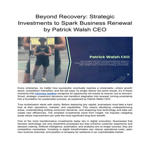 Beyond Recovery_ Strategic Investments to Spark Business Renewal by ...