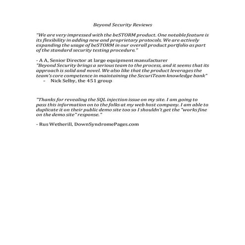 Beyond Security Reviews Beyondsecurity.com