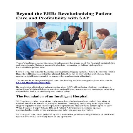 Beyond the EHR How SAP is Revolutionizing Patient Care and ...