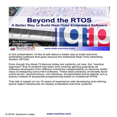 Beyond the RTOS: A Better Way to Design Real-Time Embedded Software | PDF
