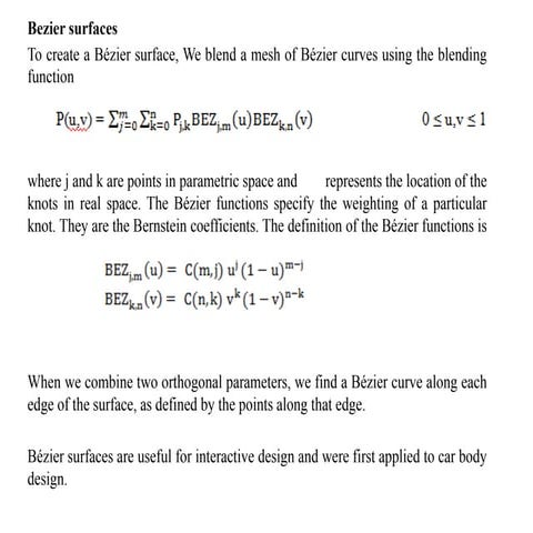 bezier surface introduction and properties | PPTX