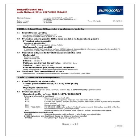 Bezpečnostní list.pdf - important safety notices | PDF
