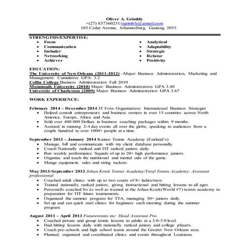 Oliver Resume RSA | DOCX