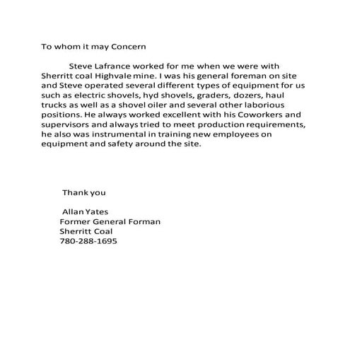 Al Yates recommendation | DOCX