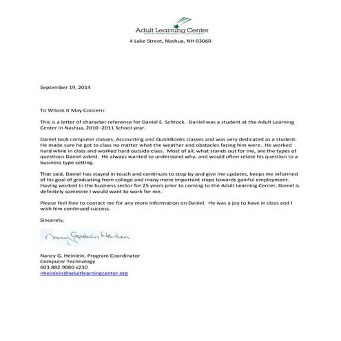 NANCY HEINLEIN REFERENCE LETTER | PDF