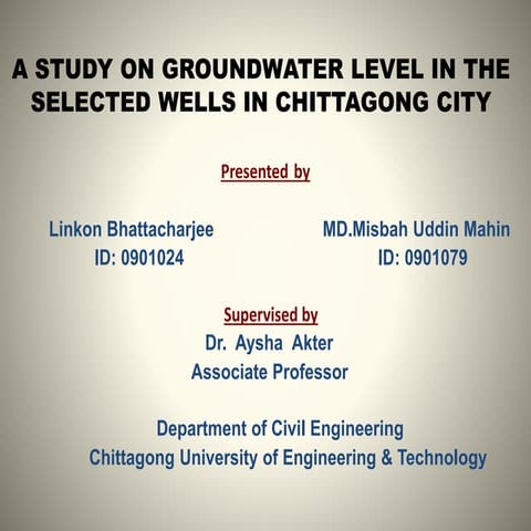Groundwater lowering in Chittagong City | PPTX
