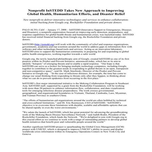 Nonprofit InSTEDD Takes New Approach to Improving Global Health, Humanitarian Efforts, and ...