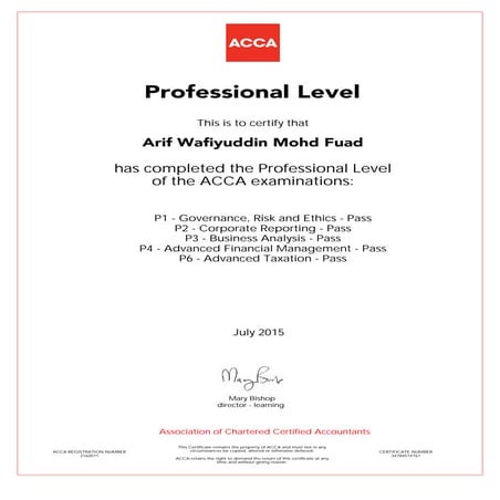 Certificate Final Level Acca | PDF | Business Accounting & Finance ...