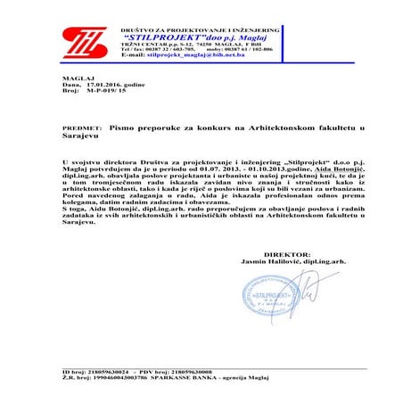 Pismo preporuke-Aida B | PDF