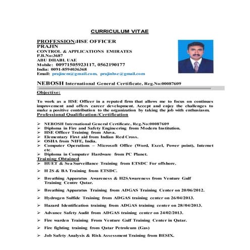 Prajin CV HSE Officer | DOCX