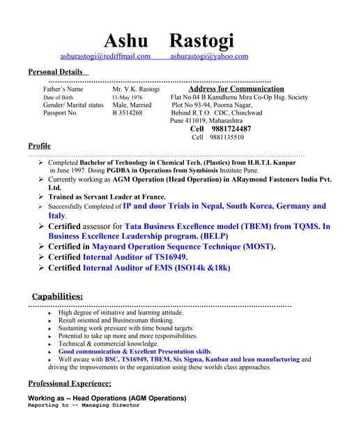 RESUME& Toeic score | PDF