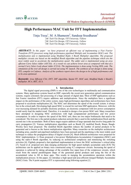 Design And Performance Analysis Of Multiplyaccumulate Mac Unit Pdf