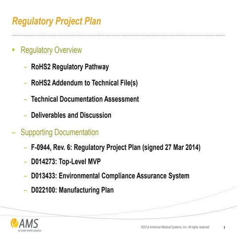 AMS RoHS Regulatory Project Plan Presentation_April 2014 | PDF