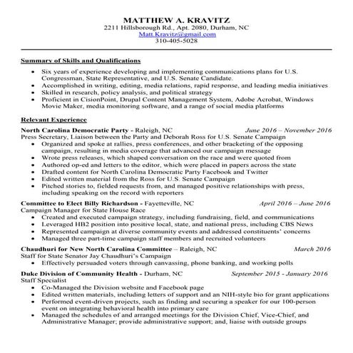 Resume Kravitz Matthew | PDF