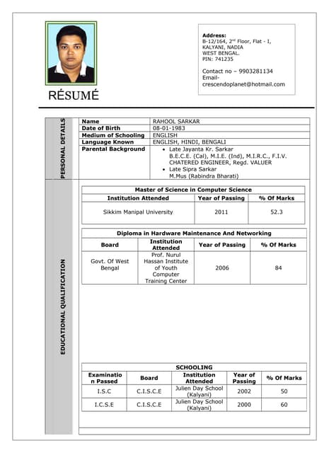 TCS CV Format | DOC