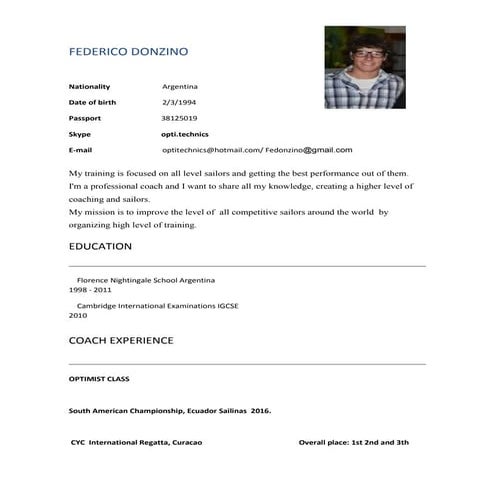 Sailing cv | PDF