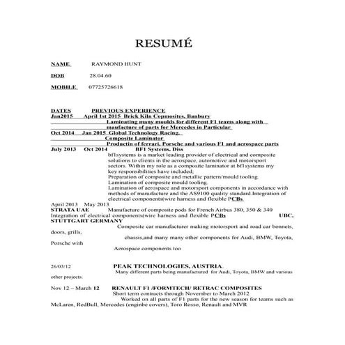 Rays cv updated March 2015 | RTF