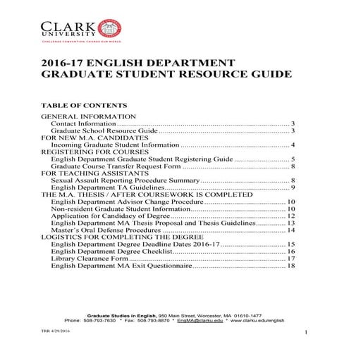 English Dept Grad Student RESOURCE GUIDE | PDF