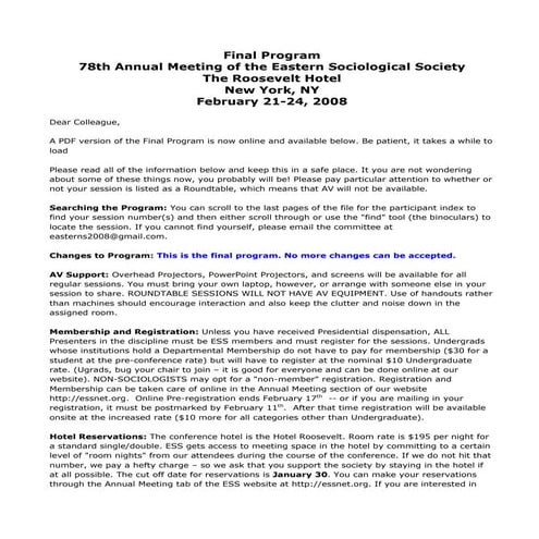 FinalProgram20080128 | PDF