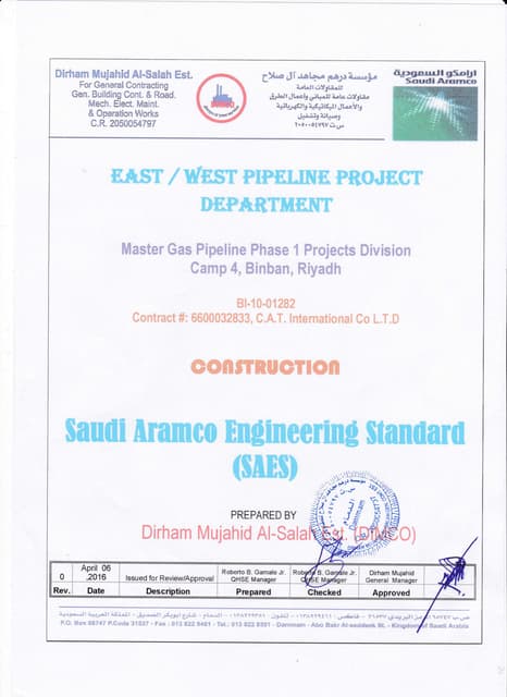 Saudi Aramco Inspection Checklist (SAIC) | PDF