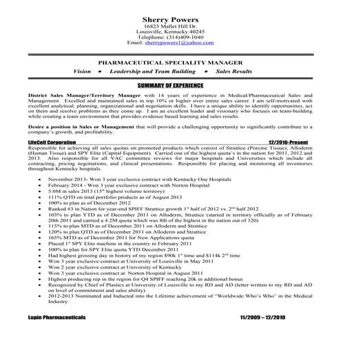 #2 Resume Sherry Powers - Kentucky | DOC