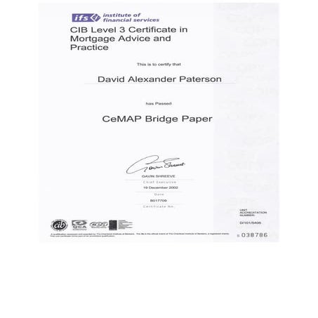 CeMAP Certificate | PDF