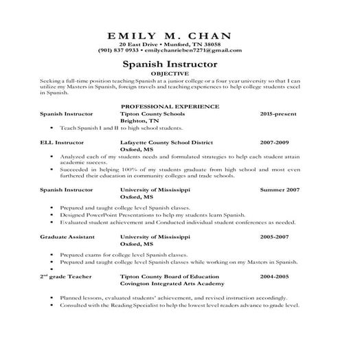 Higher Education Resume | DOCX
