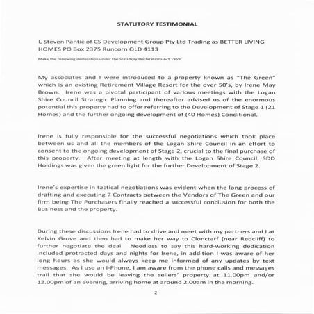 STEVEN PANTIC SIGNED TESTIMONIAL 28TH Sept | PDF | Housing Market | Economy