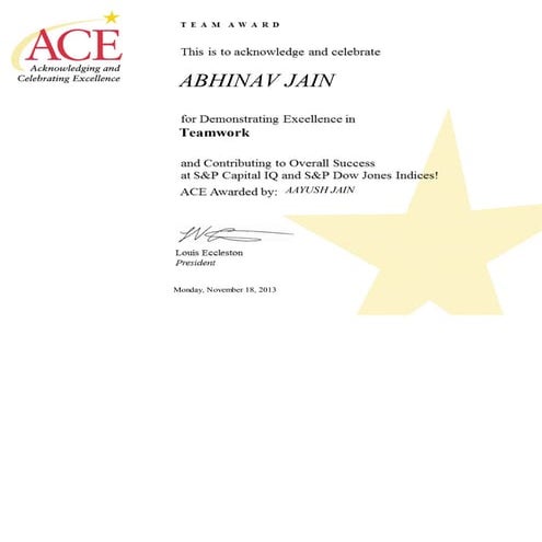 ACE Awards Certificate | PDF
