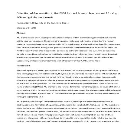 Detection of human Alu SINE insertion at the PV92 locus of chromosome ...