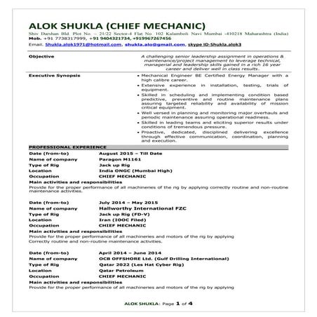 Rig Chief Mechanic | DOC