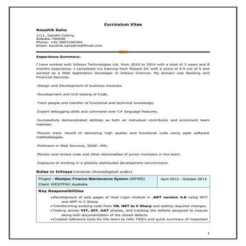 Resume (Koushik) | DOC | Web Development | Internet