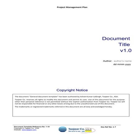 Project Management Plan Template | DOC