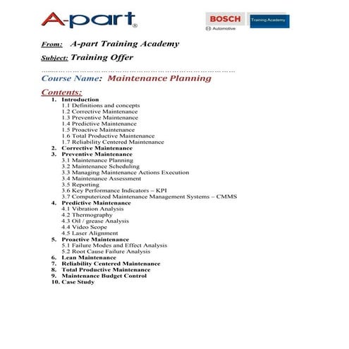 Maintenance programs | PDF