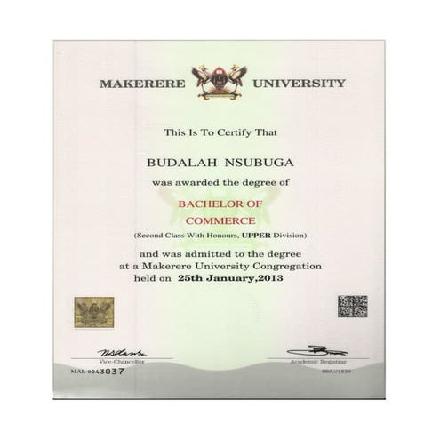 Nsubuga Academic Certificate | PDF