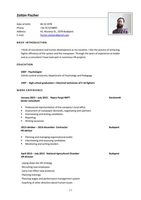 Laszlo Kanyo Curriculum | PPS | Business Administration | Business